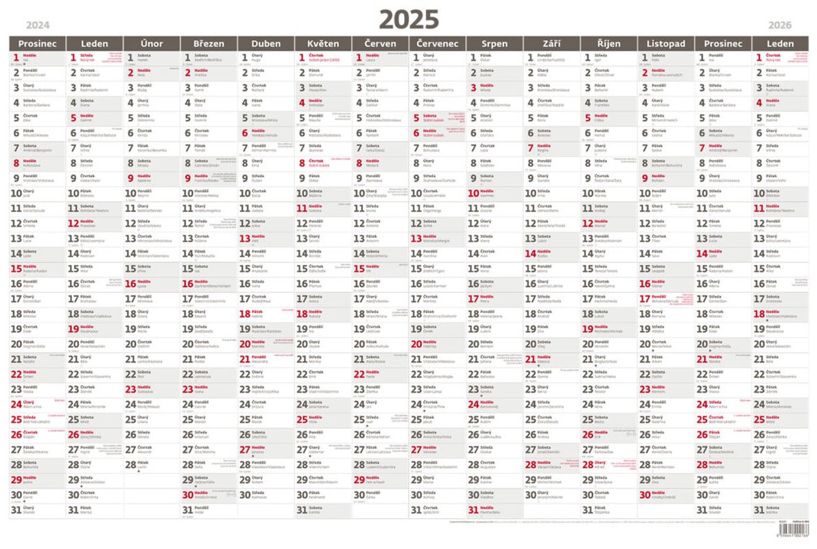 Plánovací roční mapa A1 bezobrázková 2025 | JIROUT